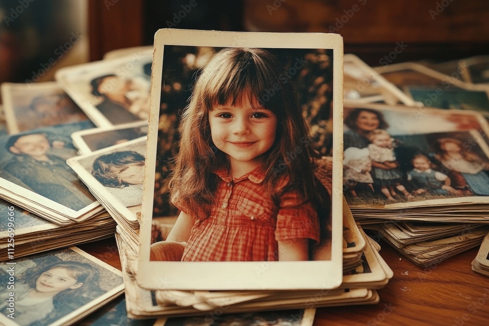 Nostalgic photo: intimate reflection of childhood captured in vintage ...