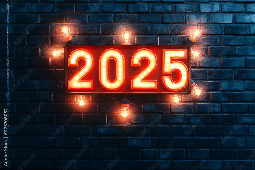 2025 text effect style celebrating new year with lights and decorations ...