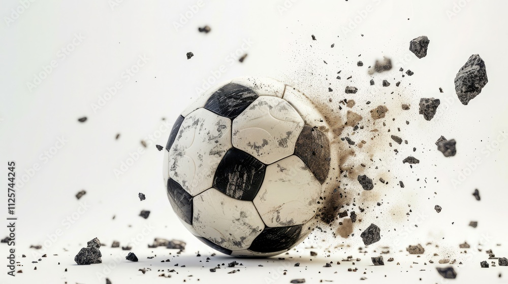 Falling Soccer ball, Football, isolated on white background, full depth ...