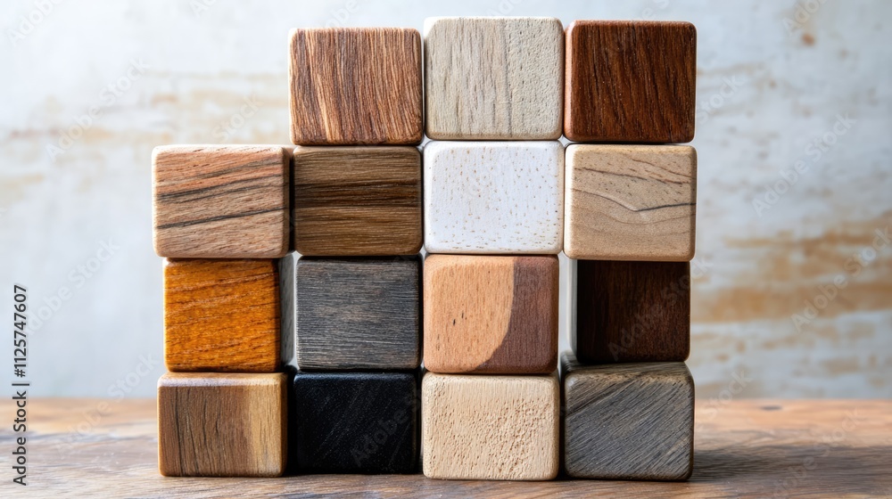 Wooden blocks arranged to represent the balanced scorecard concept ...