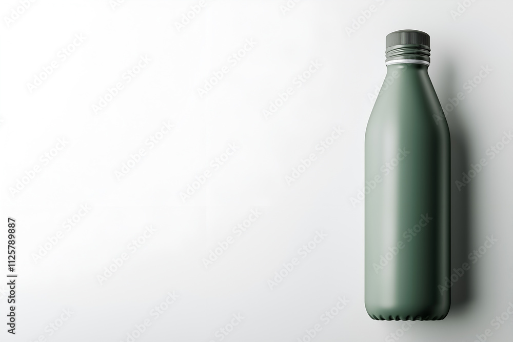Green reusable water bottle mock up with a blank logo space on a white ... Green reusable water bottle mock up with a blank logo space on a white ...