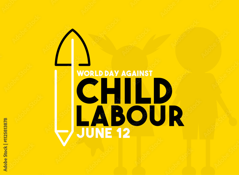 World Day Against Child Labour. Yellow background. Flat design vector ...