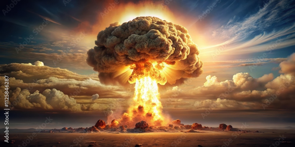 Devastating power of atomic bomb explosion , nuclear, war, destruction ...