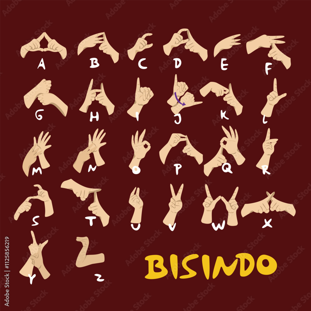 Alphabet Bisindo Sign Language human fingers Stock Vector | Adobe Stock