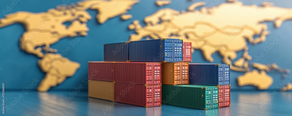 impact effect economic concept. Colorful shipping containers stacked ...