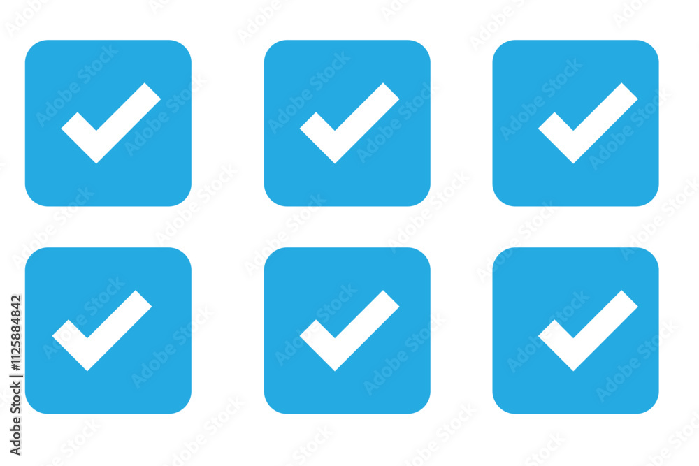 right mark icon set vector, on white background editable, checkmark ...