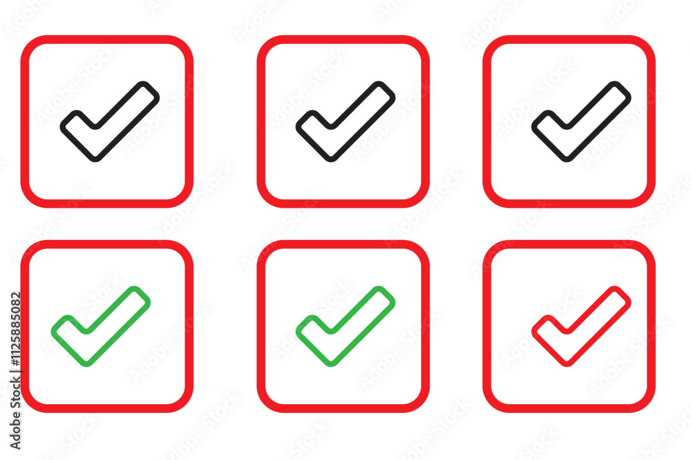 right mark icon set vector, on white background editable, checkmark ...