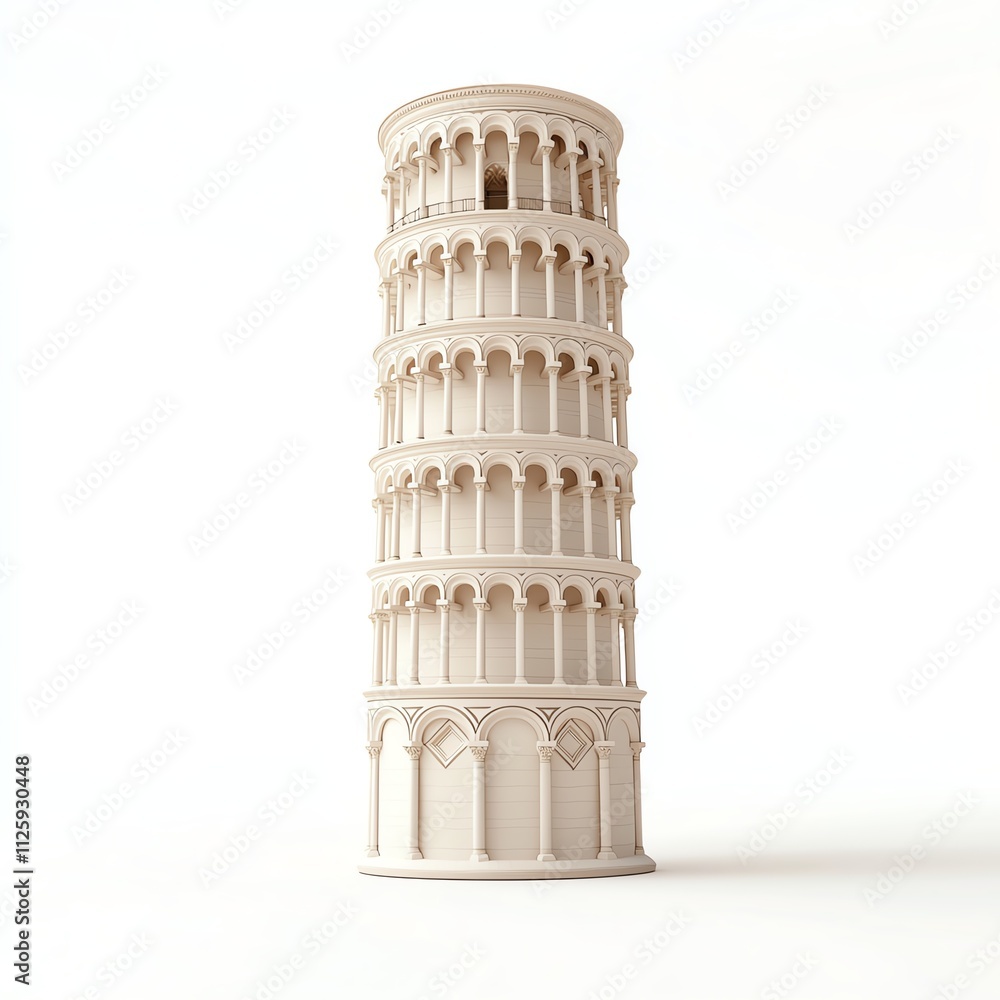 A minimalistic model of a tower with multiple arches, resembling a ...