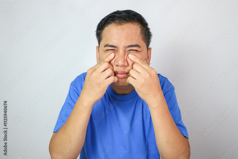 Poor Eyesight. Young Man Can't See, Having Problems With Vision ...