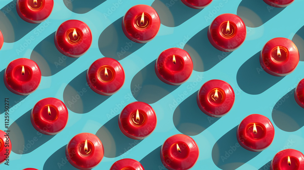 a vibrant and visually striking arrangement of red objects with golden ...