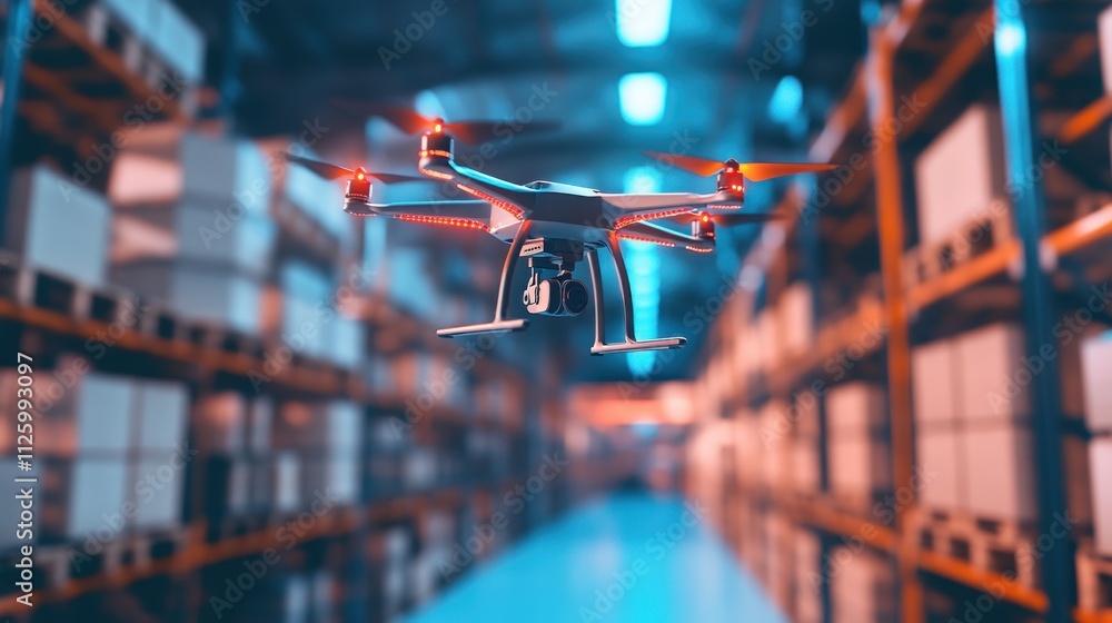 Drone Inspection Of Warehouse Inventory Management System Stock Illustration | Adobe Stock