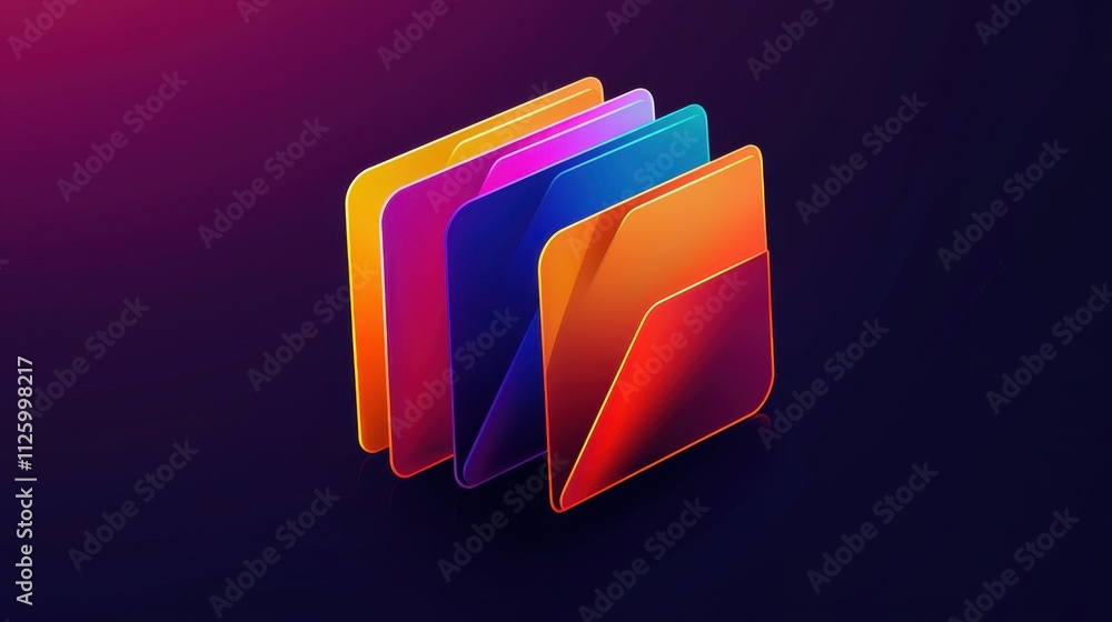 Colorful Abstract Folder Icons for Editable Template Design and Digital ...