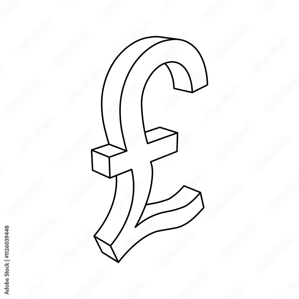 The outline of a large pound symbol is made with black lines. 3D view ...