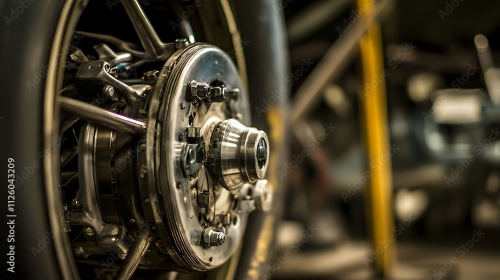 Airplane wheel compartment with mechanical components and hydraulic ...