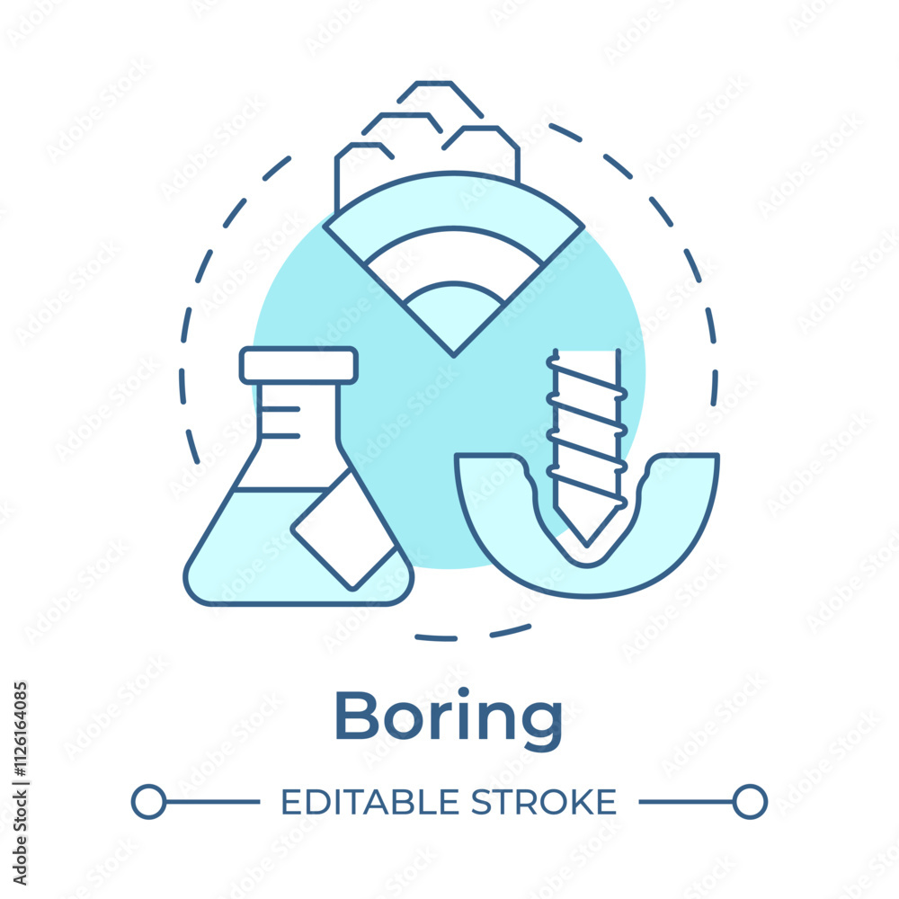 Boring soft blue concept icon. Drilling holes into ground to obtain ...