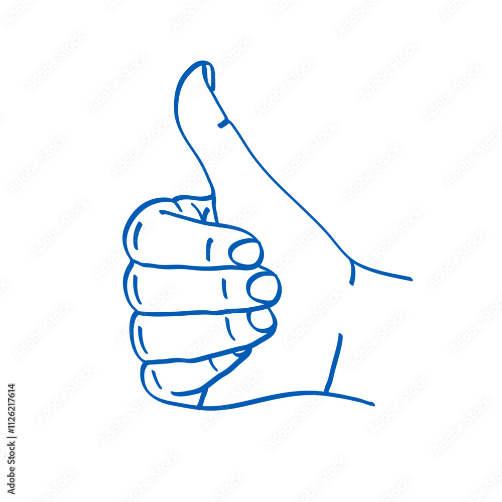 Like sign. Hand gesture vector sketch illustration. Thumb up Stock ...