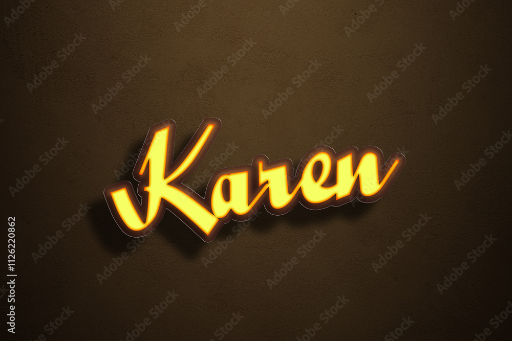 Yellow Neon Light Text Effect of Afrikaans name Karen on Golden ...