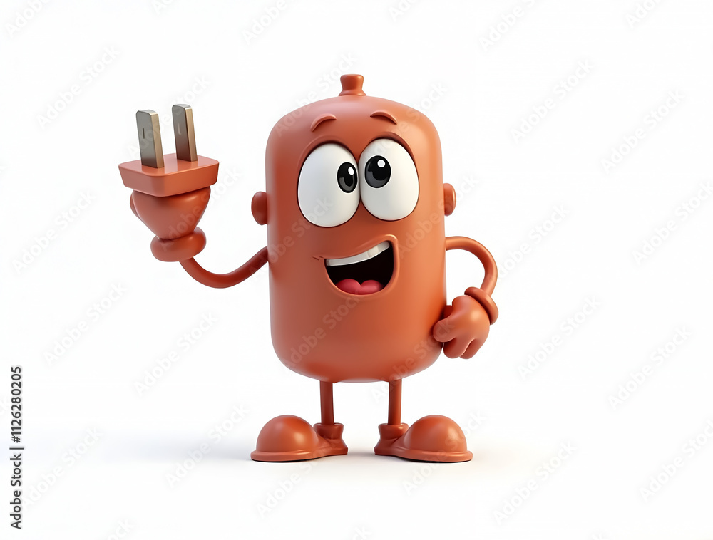 Cute Electric Plug Cartoon with Eyes and Legs – Great for Clip Art and ...