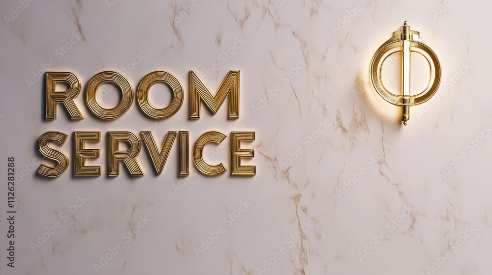Golden Room Service Sign: A sleek and modern gold room service sign ...