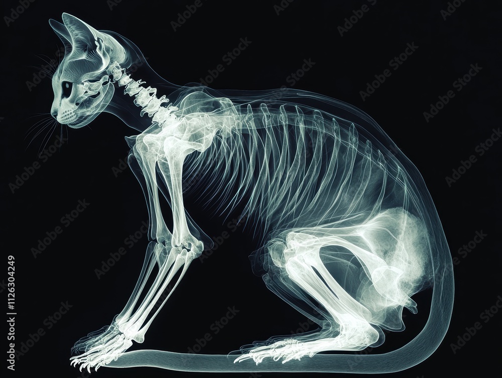 X-ray of a Cat Showing Detailed Skeletal Structure and Anatomy Stock ...