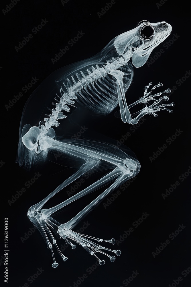 X-ray Image of a Frog Revealing Internal Bone Structure and Anatomy ...