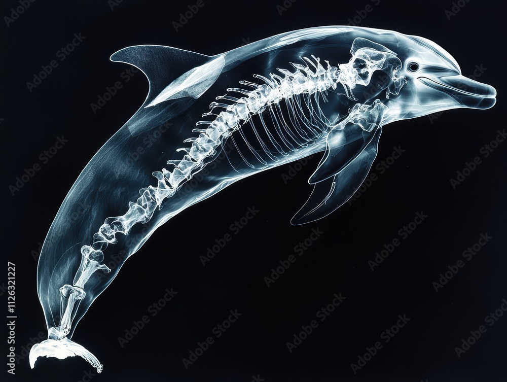 X-ray Image of Dolphin Revealing Internal Skeleton Structure Stock ...