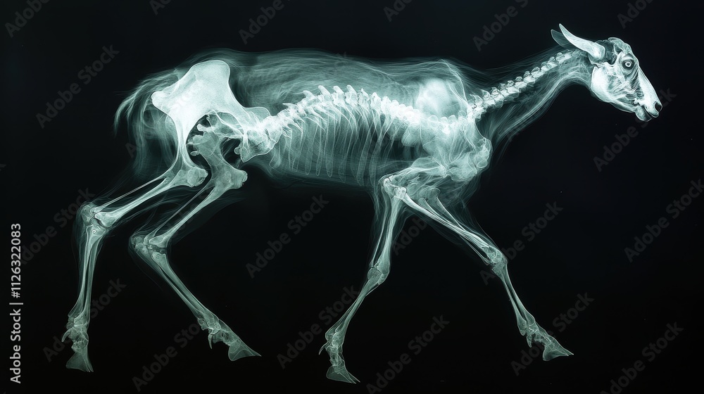 X-ray of a Goat Showcasing Unique Skeletal Structure and Anatomy Stock ...