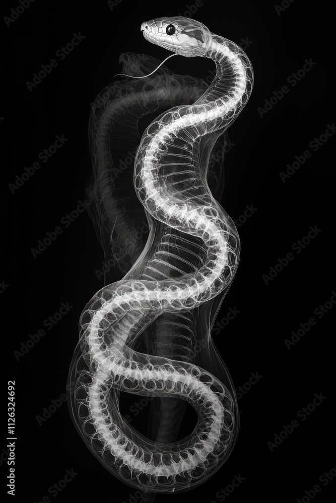 X-ray image of snake showcasing skeletal structure and anatomy Stock ...