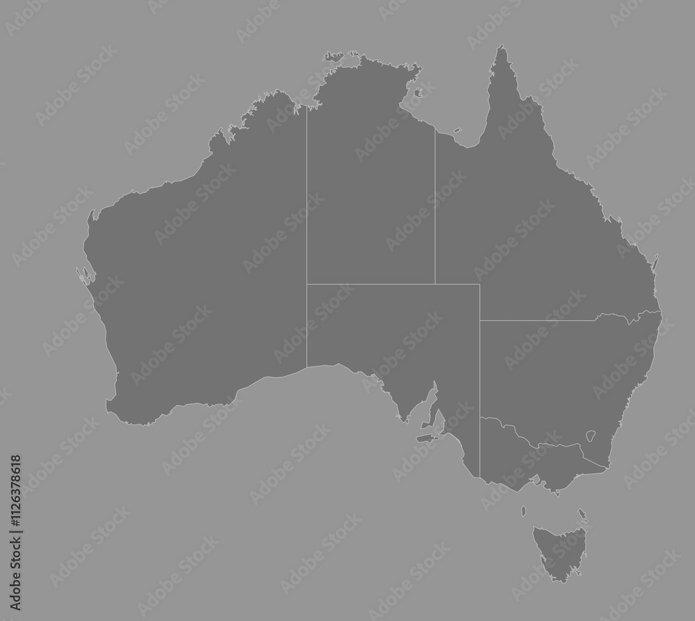 Detailed Political Map of Australia with States and Territories Stock ...
