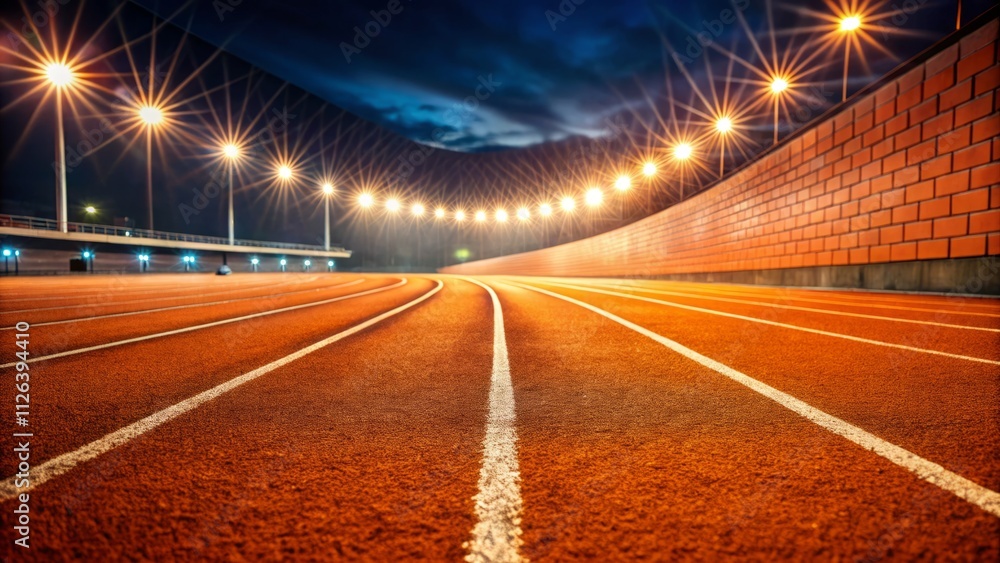 Orange Brick Running Track Stadium Night Photography - High Resolution ...