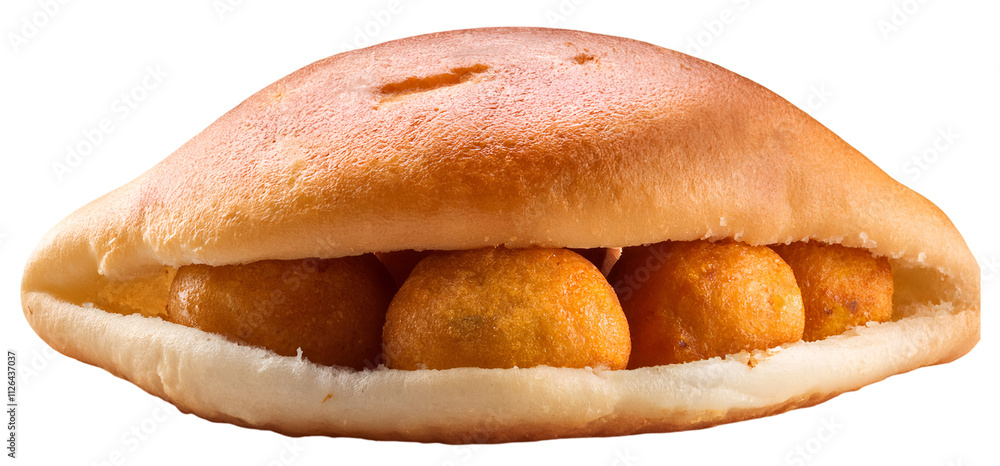 indian street food. Vada pav. isolated on a transparent background, top ...