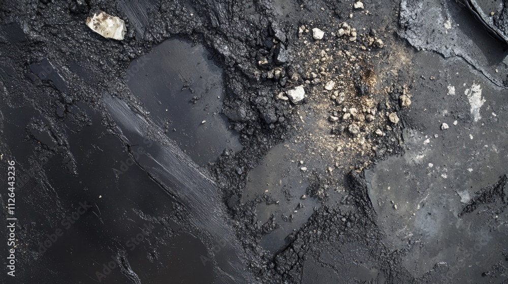 Repairing asphalt surfaces with hot bitumen mixture to fill pits and ...