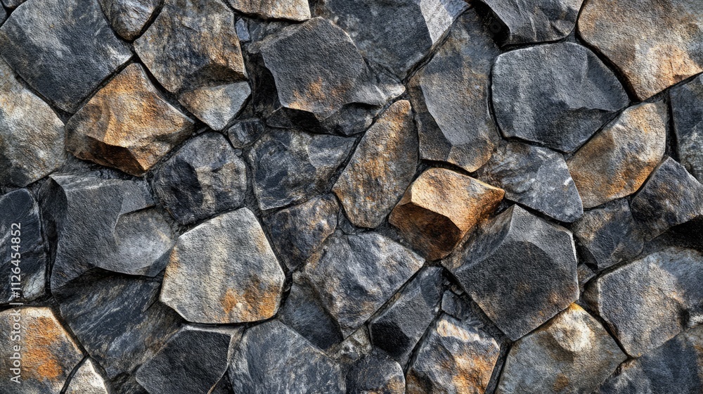 Abstract rock wall texture featuring natural cracks and irregular ...