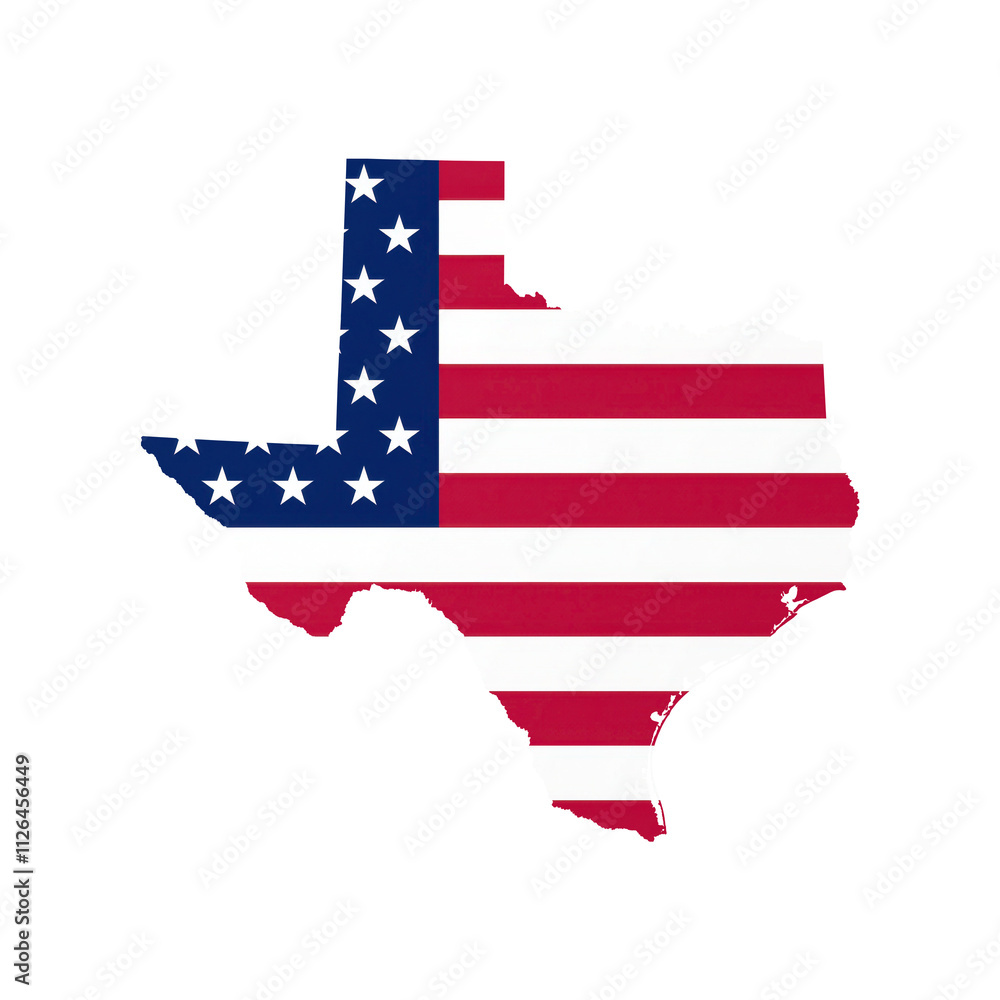 Texas state map with US flag on transparent background Stock ...