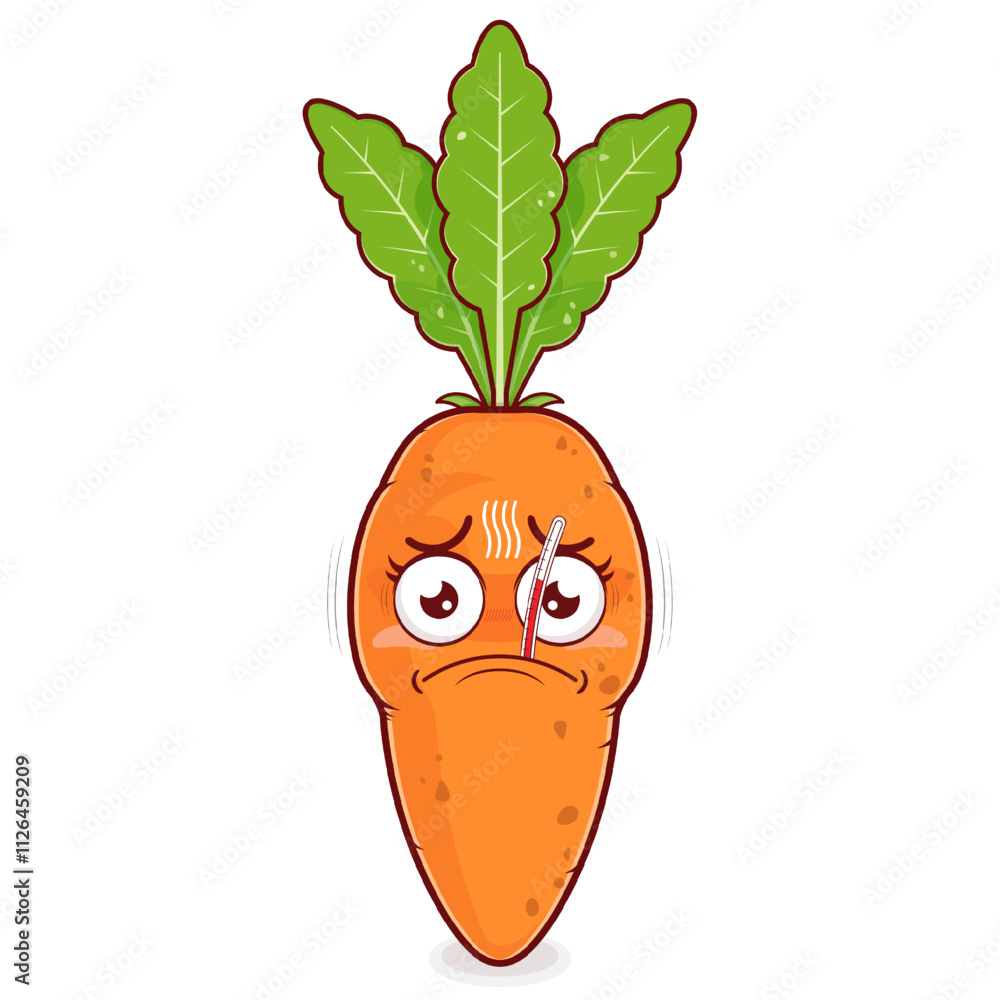 carrot sick face cartoon cute Stock Vector | Adobe Stock