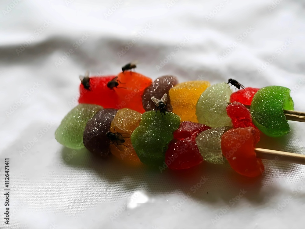 Fly infested sweet candy poses a serious health risk, being a breeding ...