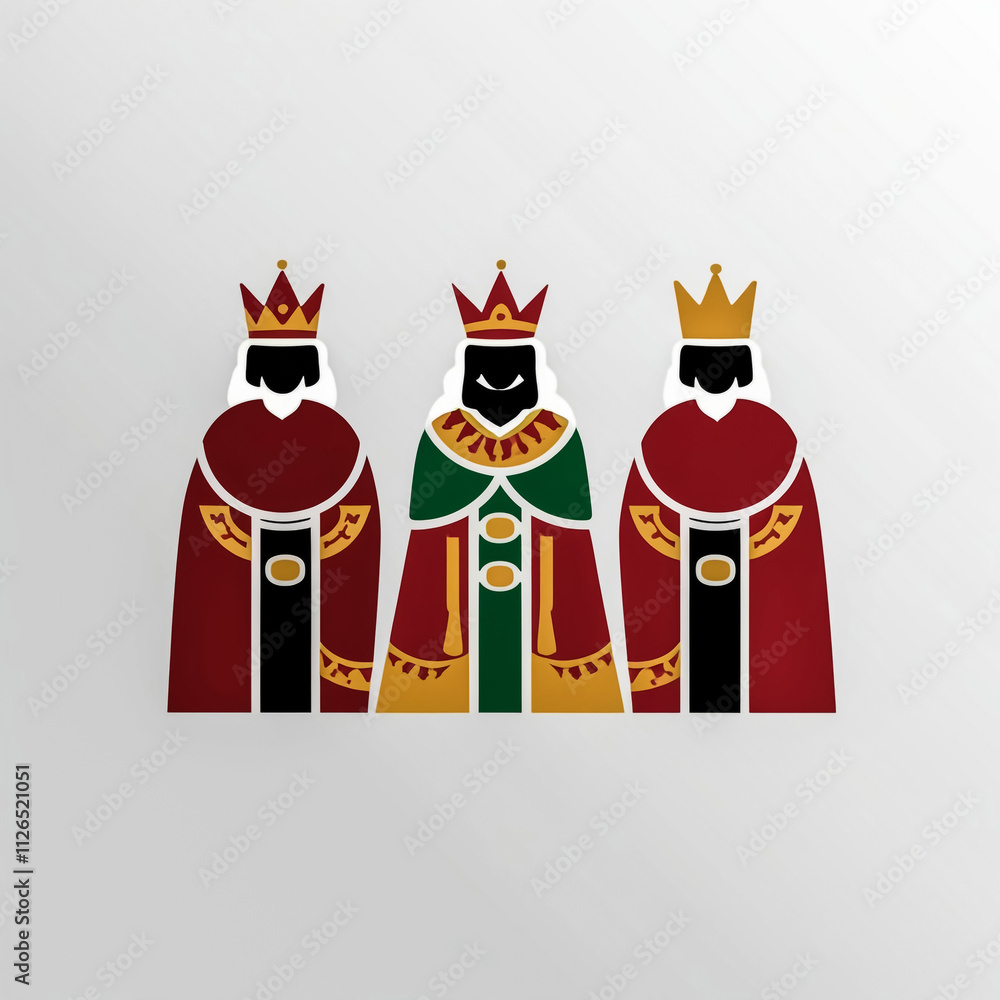 Children in Biblical Magi costumes. Three Wise Men. Three Kings. Black ...