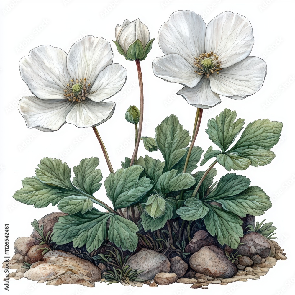 Bloodroot clipart isolated on white background Stock Illustration ...