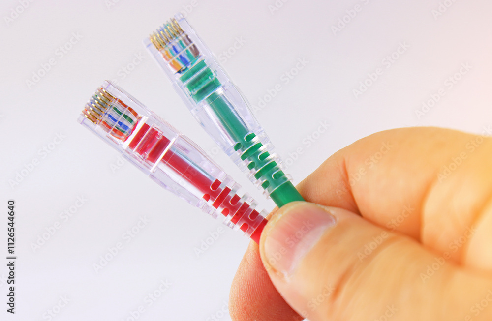 Rj45 connector for connecting a twisted pair cable. Data transmission ...