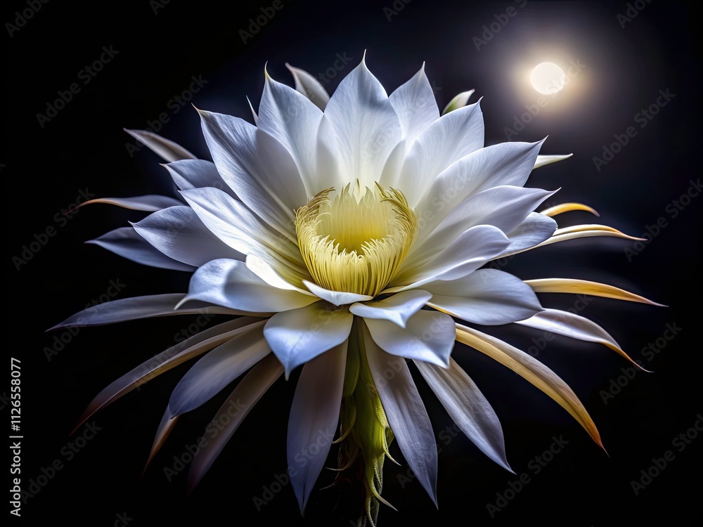 Night Blooming Cereus Silhouette, Close Up White Flower, Queen of the ...