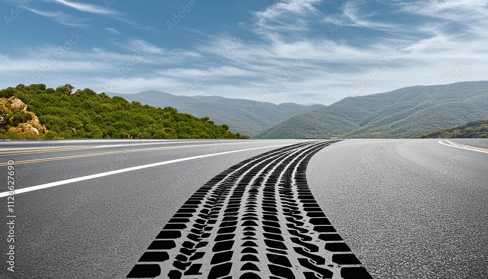 Black Tire Track on Road Isolated Wheel Trace Icon - A Detailed ...