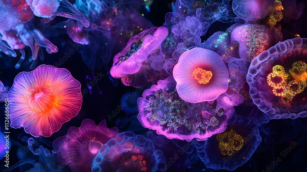 Cancer cells glow like bioluminescent organisms, their intricate ...