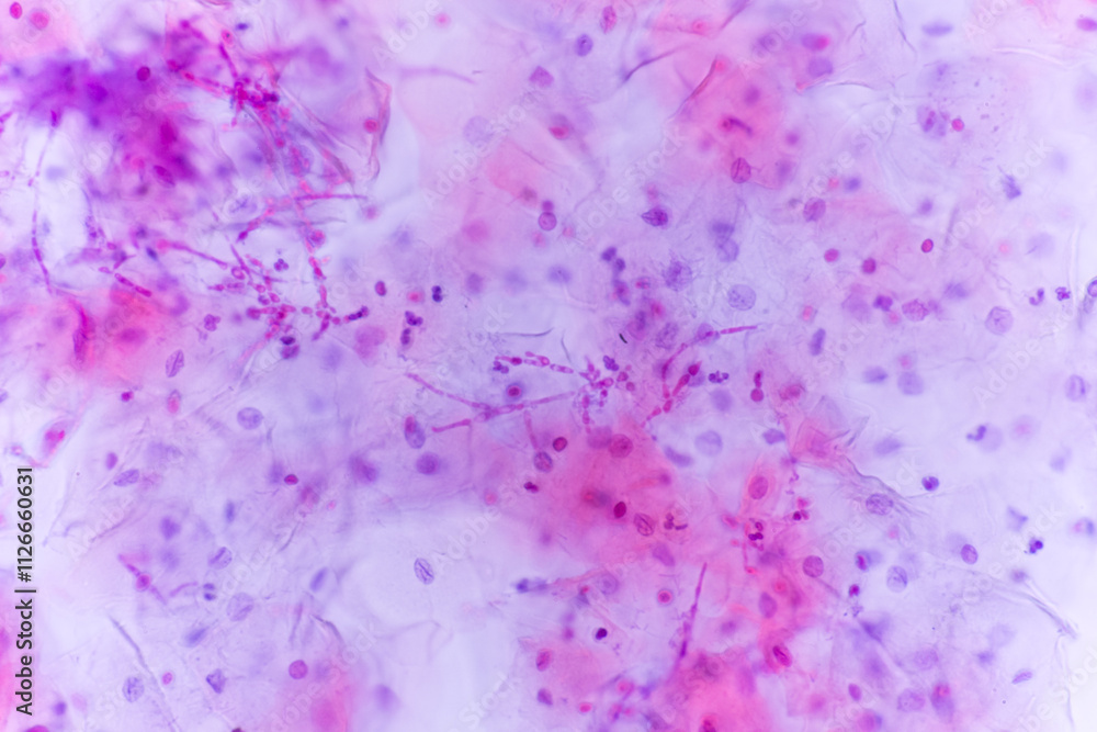 View in microscopic of Candidiasis, fungal infection (Yeast and ...