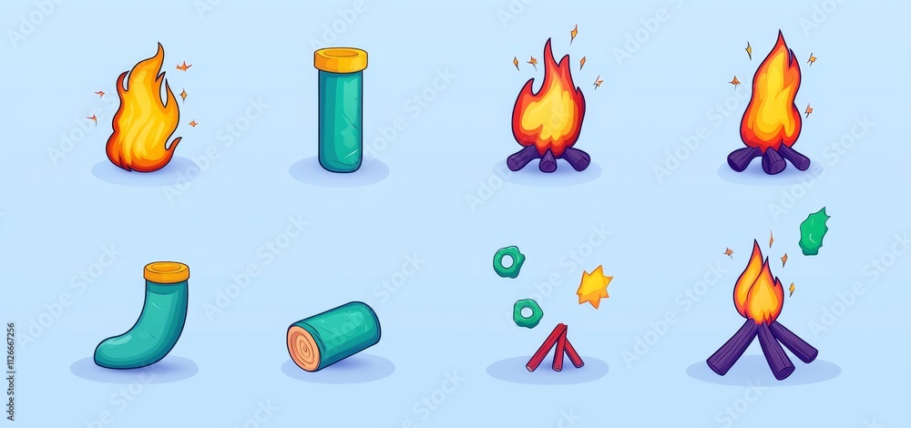 The chemical green comic fire with the smoke effect cartoon ...