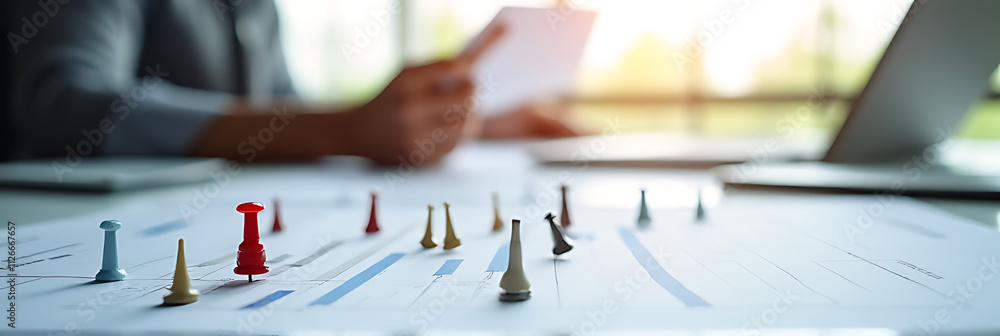 Setting a 2021 goal with a visual pin graph chart on our business table ...