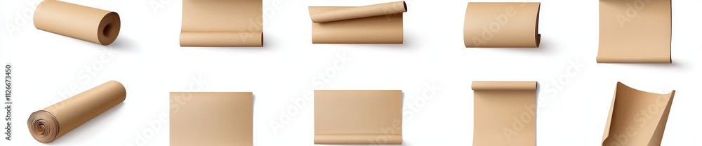 Craft paper sheet falling from the sky, isolated on transparent ...