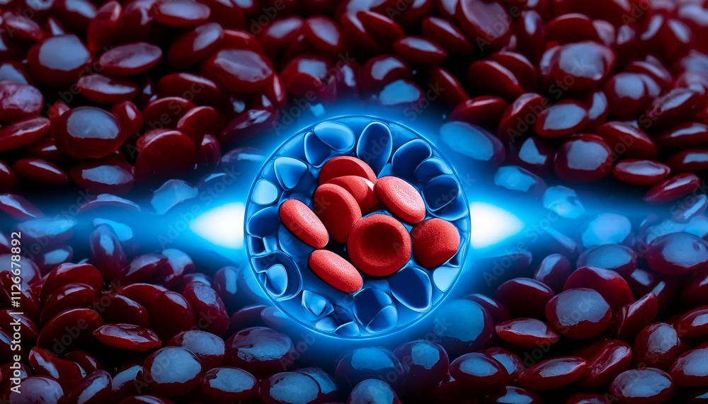 Detailed Close-Up of Blood Cells: Erythrocytes and Leukocytes in the ...