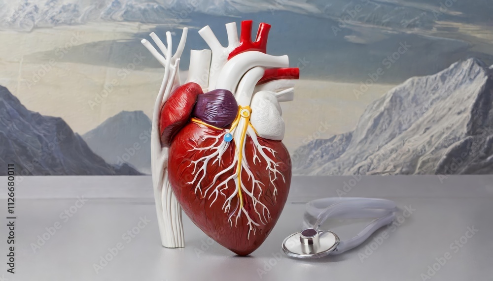 Detailed Close-Up of the Human Heart and Vessels on a White Background ...