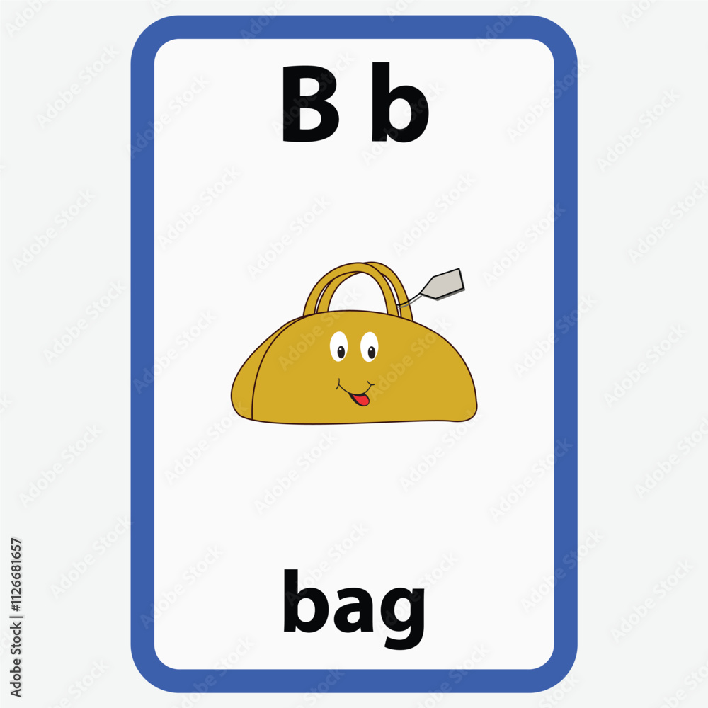 Alphabet flashcard for children with the letter b from bag Stock Vector ...
