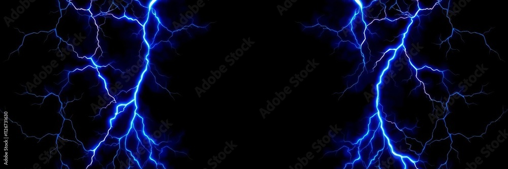 Blue lightning frame border with black center, stock photo, pattern ...